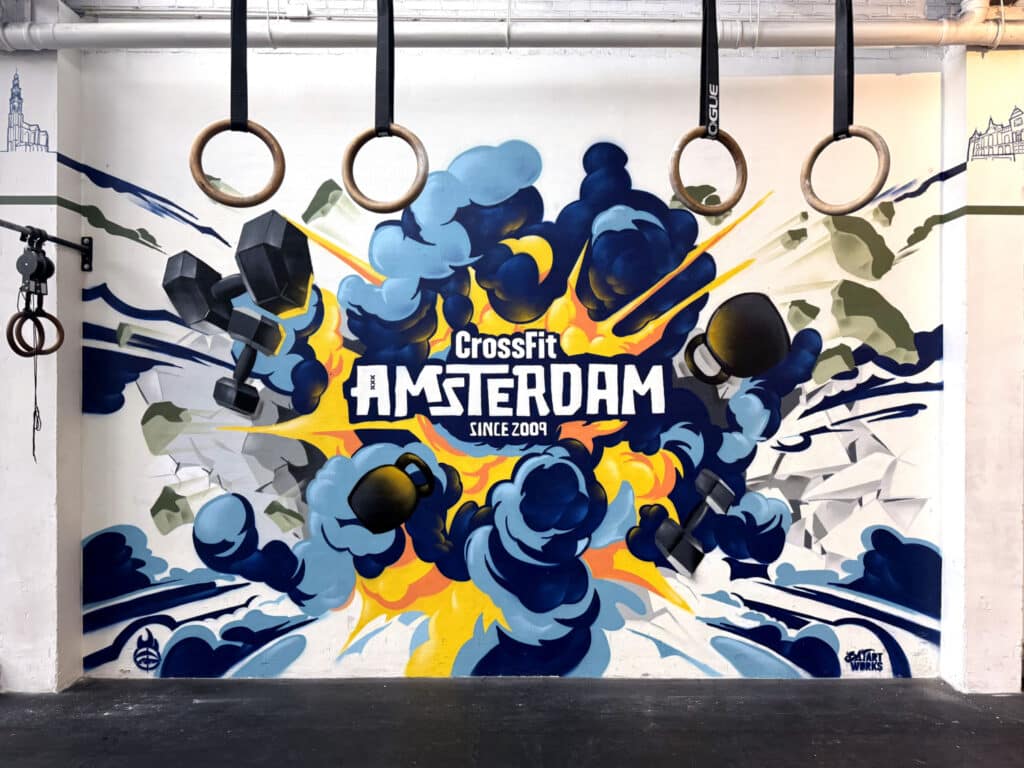 EXPLOSIVE GRAFFITI MURAL | CROSSFIT AMSTERDAM - BatArtworks